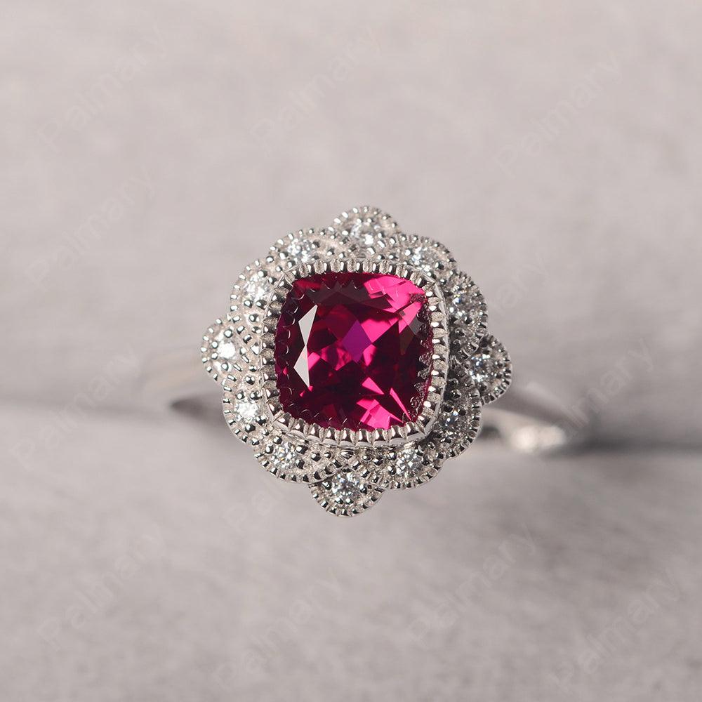 Cushion Cut Bezel Setting Ruby Rings – Palmary