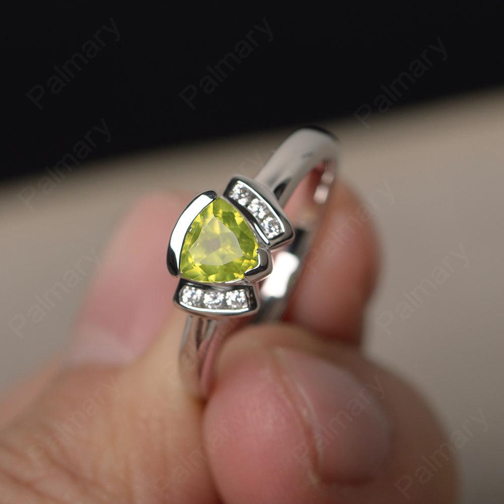 Trillion Cut Peridot Alternative Engagement Rings – Palmary